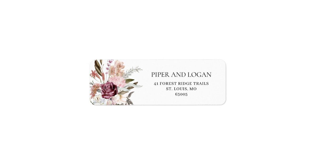 Burgundy Rose Bouquet Label | Zazzle