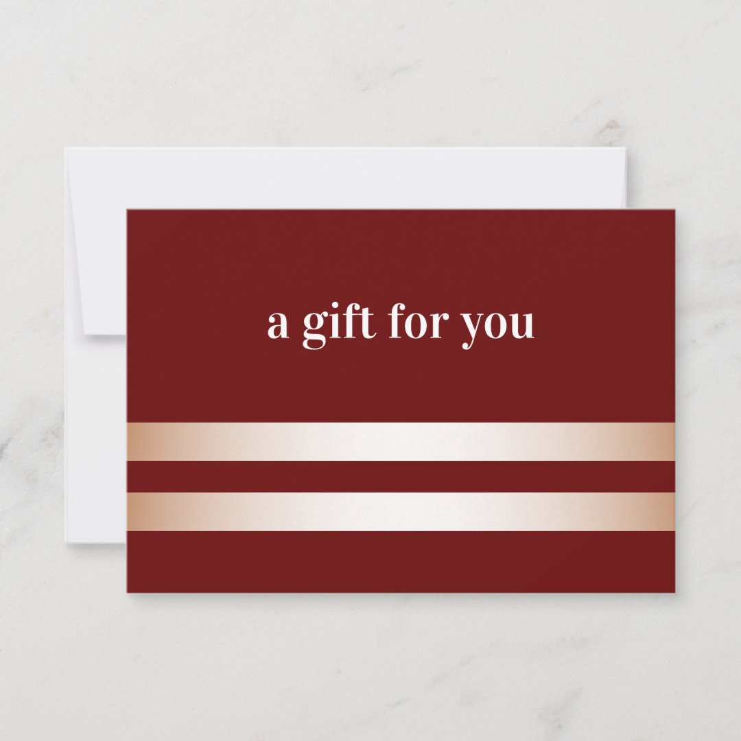 Burgundy | Rose Gold Elegant Gift Card | Zazzle