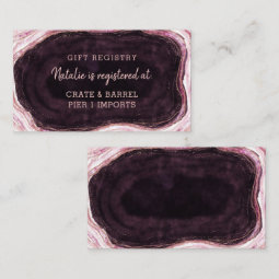 Burgundy & Rose Gold Geode Shower Gift Registry Enclosure Card | Zazzle