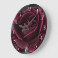 Burgundy Rose Large Clock | Zazzle