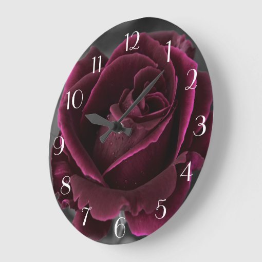 Burgundy Rose Large Clock | Zazzle