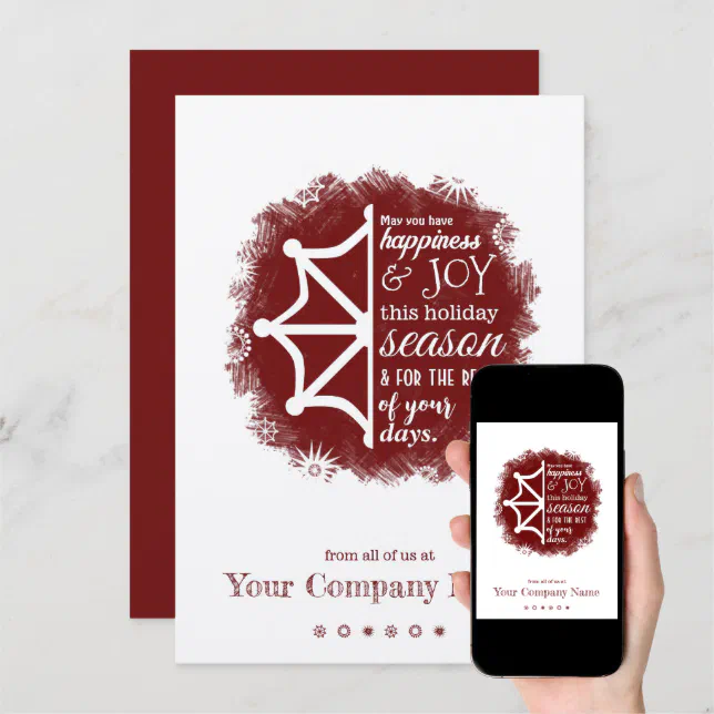 Burgundy Snowflake Business Holiday Card | Zazzle
