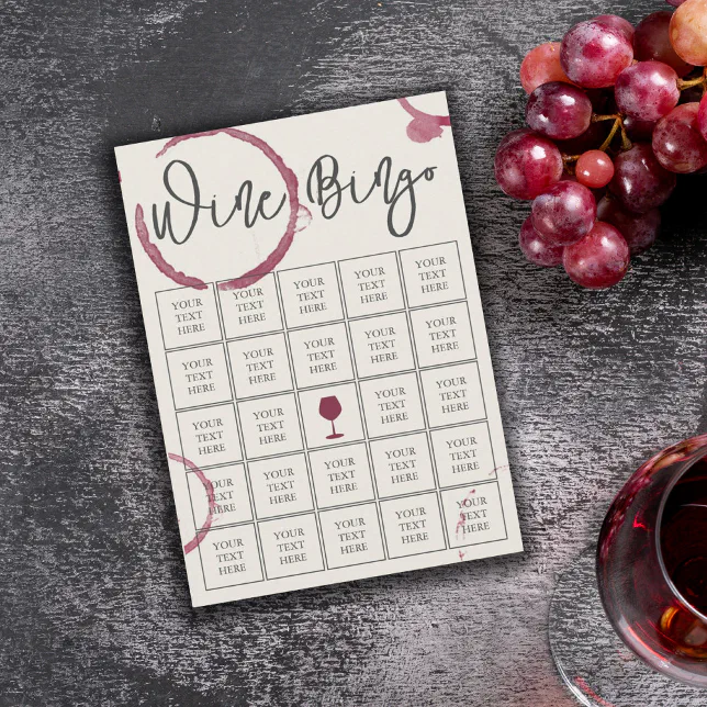 Burgundy Stains Wine Bingo Card | Zazzle