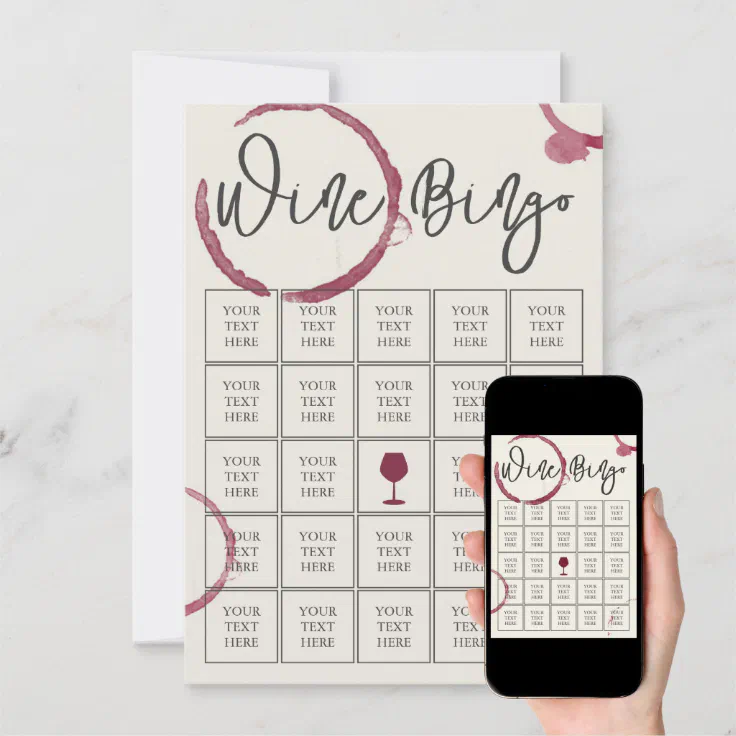 Burgundy Stains Wine Bingo Card | Zazzle
