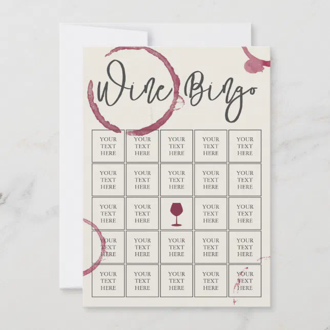 Burgundy Stains Wine Bingo Card | Zazzle
