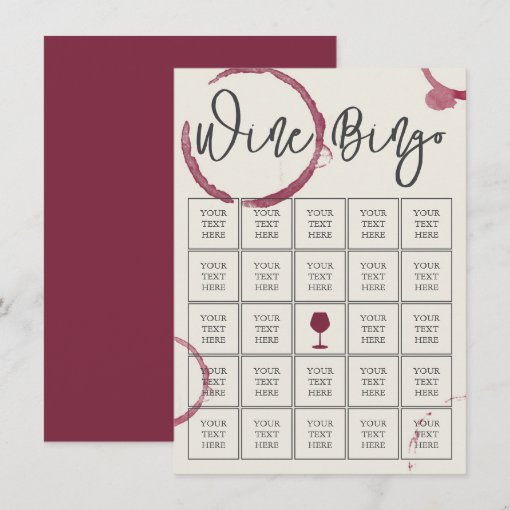Burgundy Stains Wine Bingo Card | Zazzle