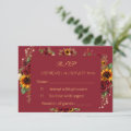 Burgundy Sunflower Floral Wedding RSVP Card | Zazzle