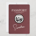 Burgundy Sweden Passport Wedding Invitation | Zazzle