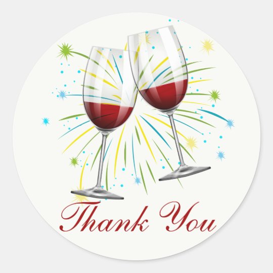 Burgundy Thank You Wine Glass Red Vineyard Wedding Classic Round ...