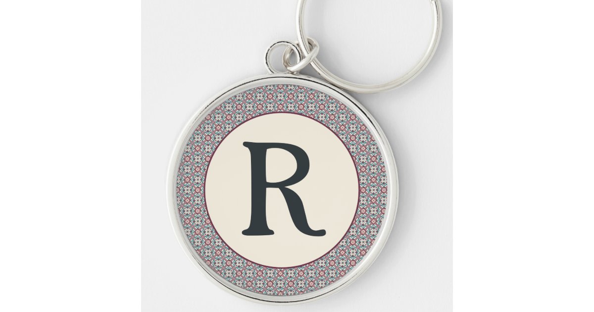 Burgundy Tile Pattern Keychain | Zazzle