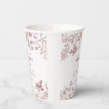 Burgundy Toile Jouy Vintage Floral Baby Sprinkle Paper Cups | Zazzle