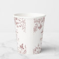 Burgundy Toile Jouy Vintage Floral Baby Sprinkle Paper Cups | Zazzle