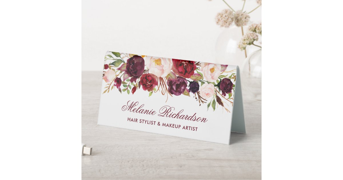Burgundy Watercolor Floral Name Sign | Zazzle