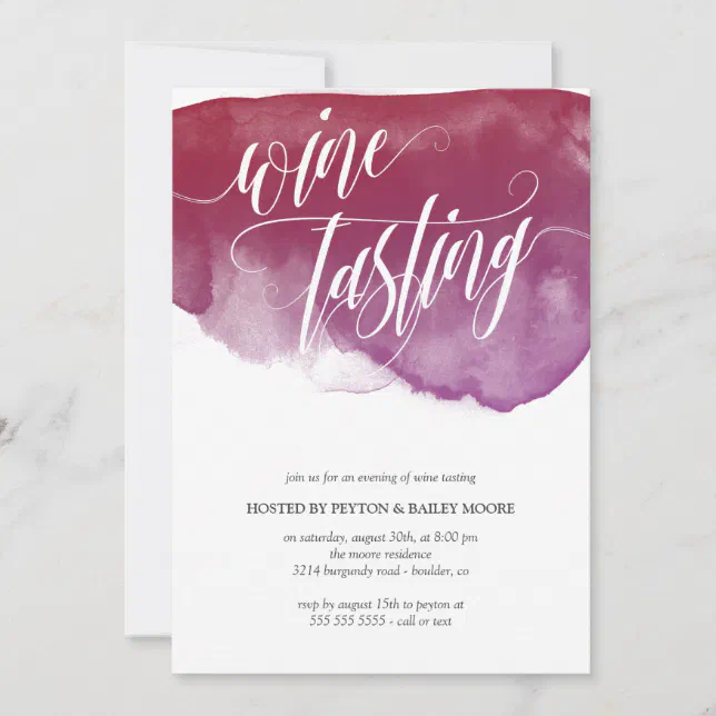 Burgundy Watercolor - Wine Tasting Party Invitation | Zazzle