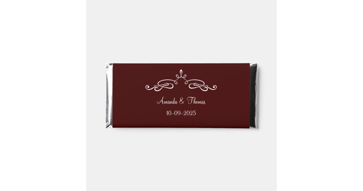 Burgundy Wedding Candies Hershey Bar Favors | Zazzle