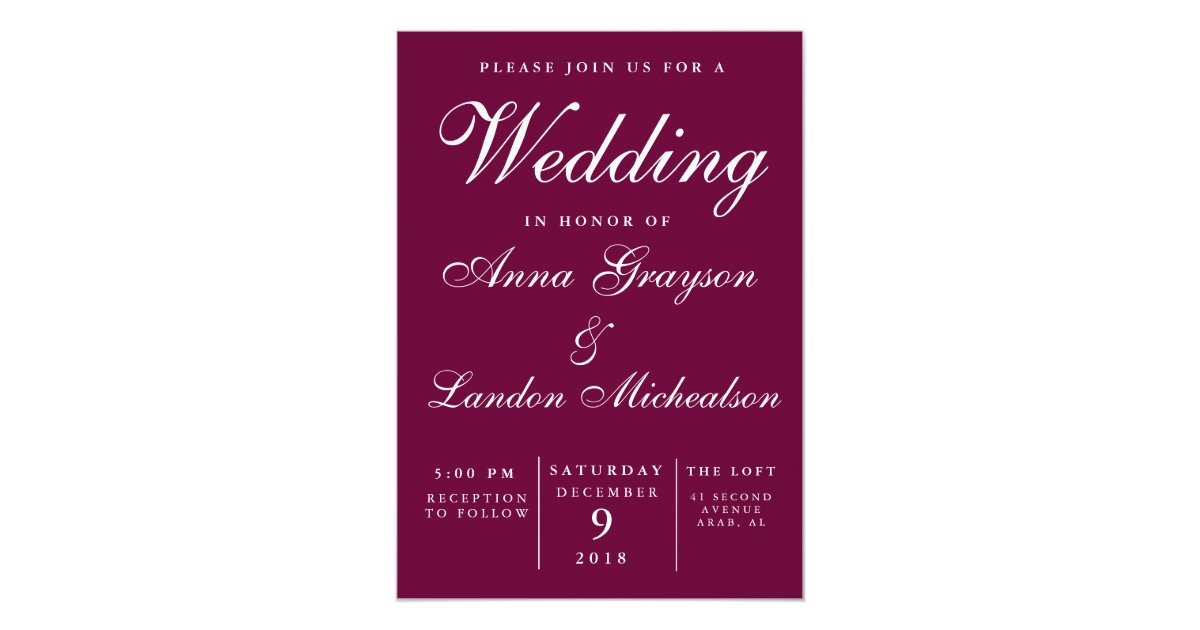 Burgundy Wedding Invitation | Zazzle.com