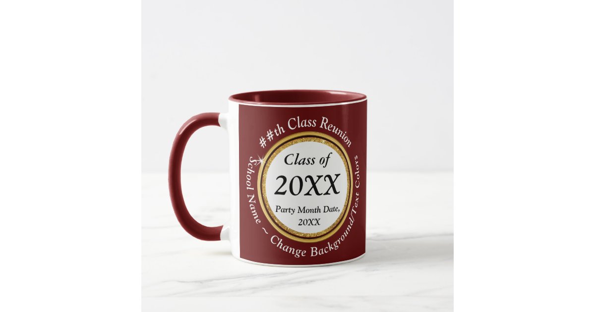 Burgundy, White and Black, Class Reunion Mugs | Zazzle