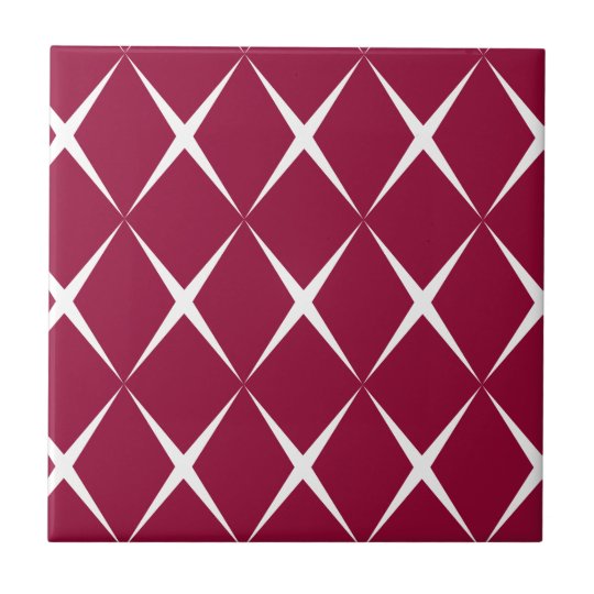 Burgundy White Diamond Pattern Tile | Zazzle.com