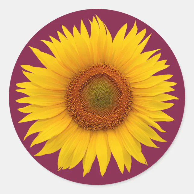 Burgundy Yellow Sunflower Flower Envelope Seal | Zazzle