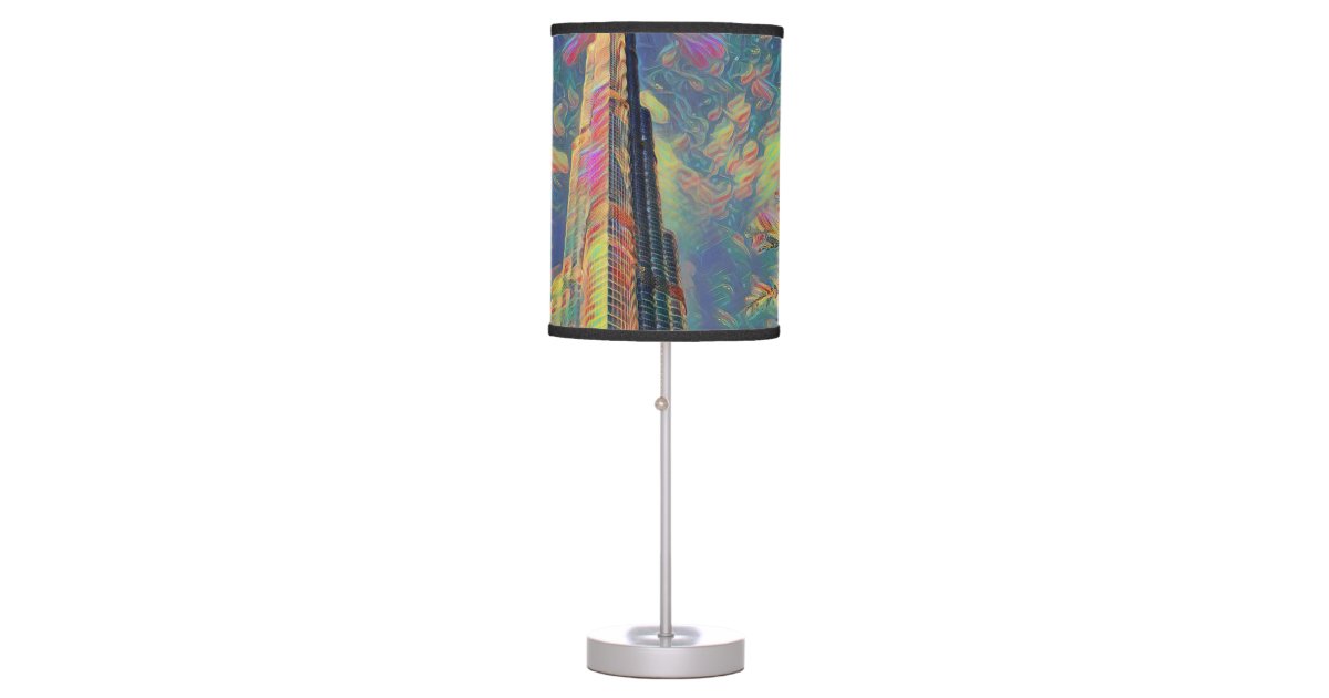 Burj Khalifa painting Table Lamp | Zazzle