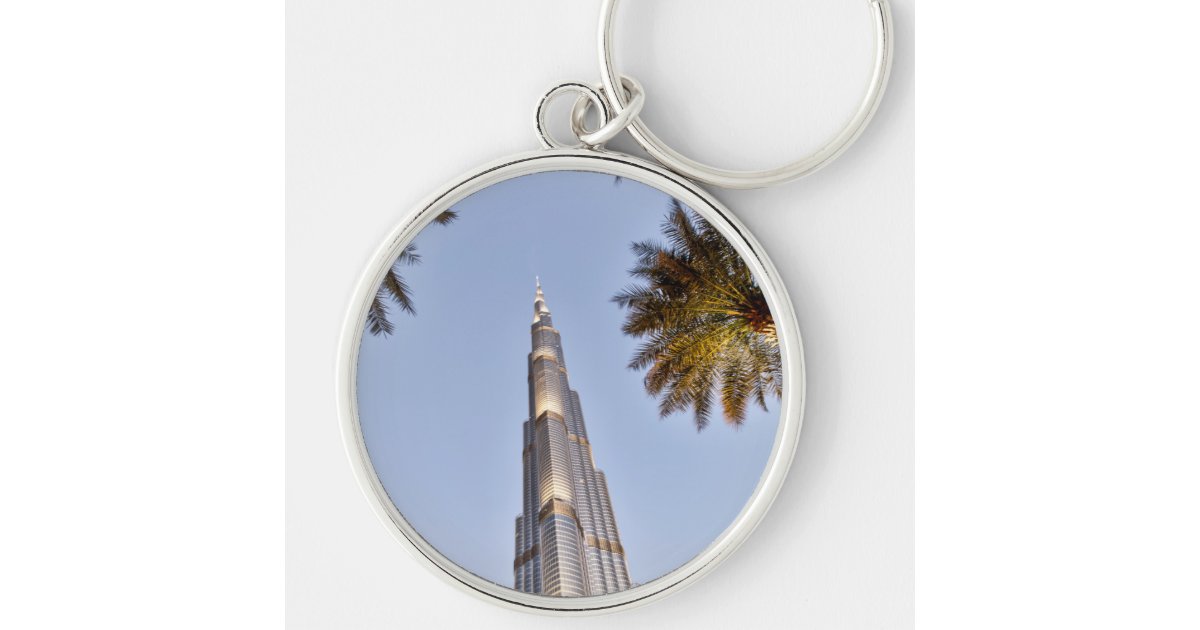 Burj Khalifa Palm Trees Keychain | Zazzle