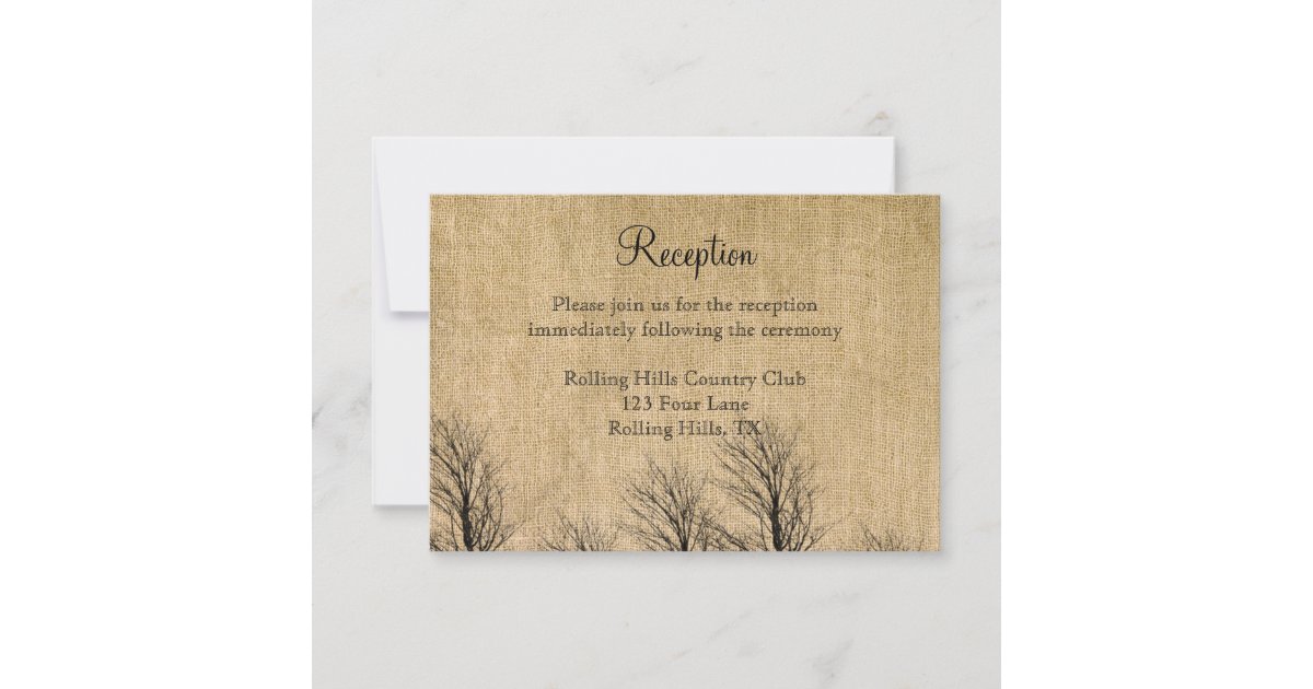 Burlap and Birch Posh Wedding Reception Invitation | Zazzle