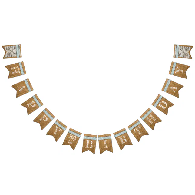 Burlap and Chevron Happy Birthday Bunting Banner | Zazzle