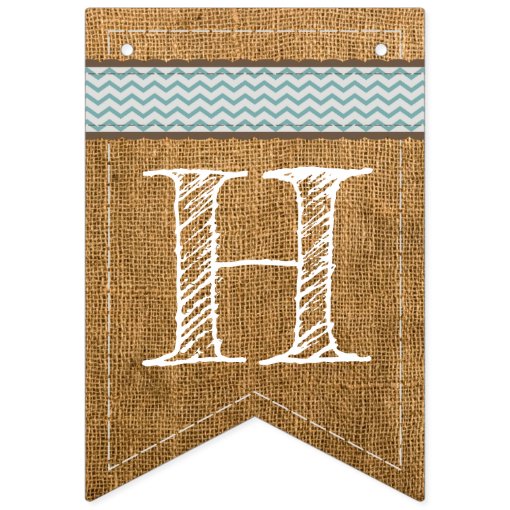 Burlap and Chevron Happy Birthday Bunting Banner | Zazzle