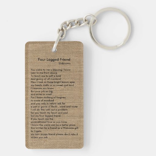 Burlap and Heart Pet Memorial Keychain with Poem 2 | Zazzle