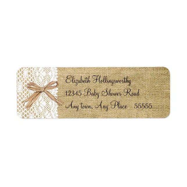 Burlap and Lace Look Label | Zazzle