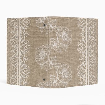Burlap and Lace Mini Binder for Recipes or Photos | Zazzle