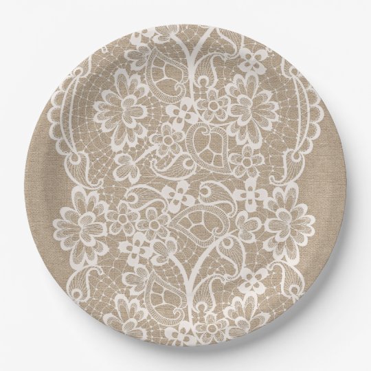 Burlap and Lace Paper Plate | Zazzle.com