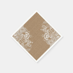 Burlap and Lace Shabby Chic Paper Napkin | Zazzle