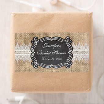 Burlap and Lace Water Bottle Label | Zazzle