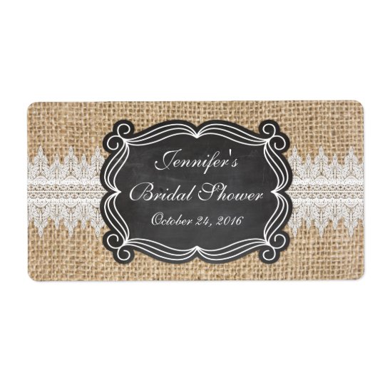 Burlap and Lace Water Bottle Label | Zazzle.com