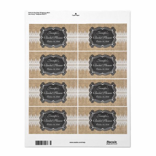 Burlap and Lace Water Bottle Label | Zazzle