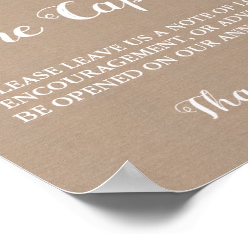 Burlap and Lace Wedding Time Capsule Sign Poster | Zazzle