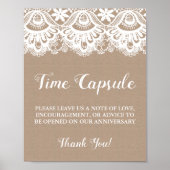 Burlap and Lace Wedding Time Capsule Sign Poster | Zazzle