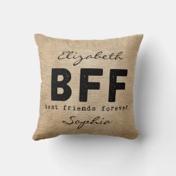 Burlap Best Friends Forever Funny Throw Pillow | Zazzle