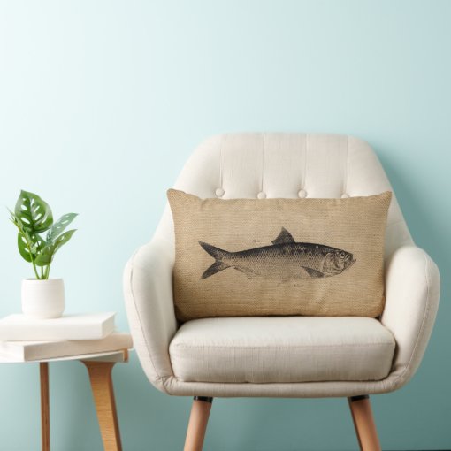 Burlap Big Fish Lumbar Pillow | Zazzle