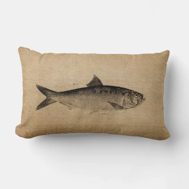 Burlap Big Fish Lumbar Pillow | Zazzle