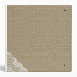Burlap Bow and Lace Look Printed Recipe Binder | Zazzle
