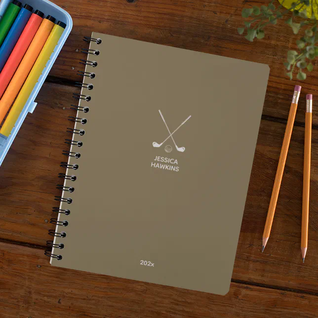 Burlap Brown Golf Club Personal Weekly Planner | Zazzle