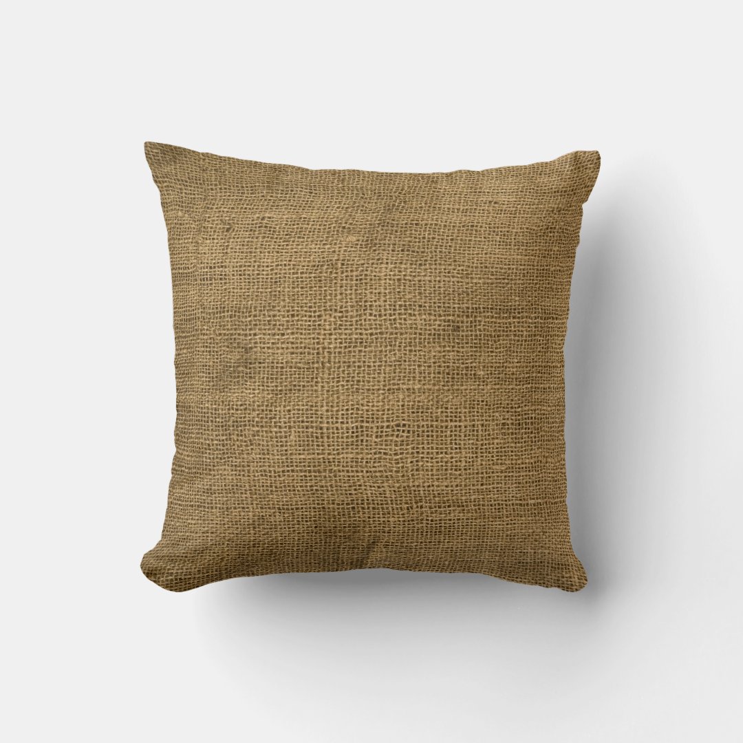 Burlap Country Rustic Fabric Throw Couch Pillow | Zazzle