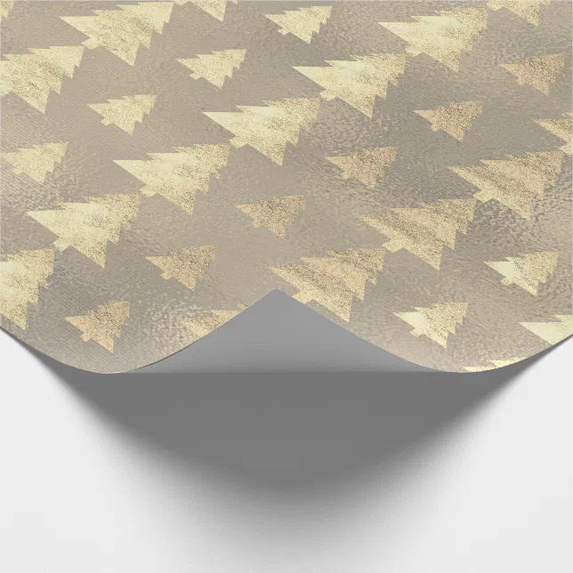 Burlap Gray Cottage Gold Grunge Christmas Tree Wrapping Paper | Zazzle
