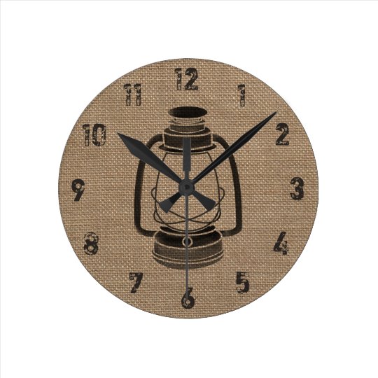Burlap Inspired Oil Lantern Clock | Zazzle.com