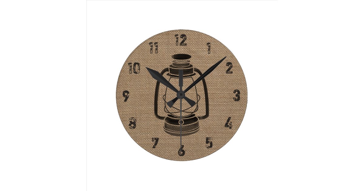 Burlap Inspired Oil Lantern Clock | Zazzle.com
