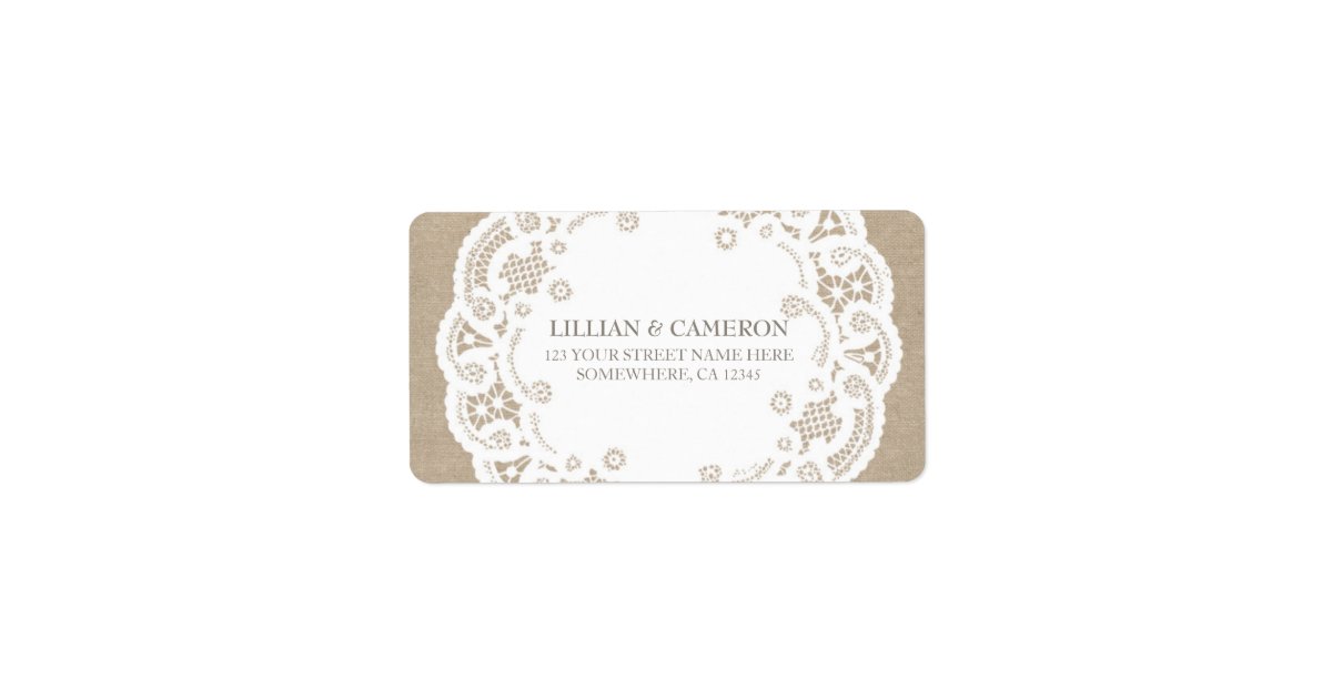 Burlap Lace Doily Address Labels | Zazzle