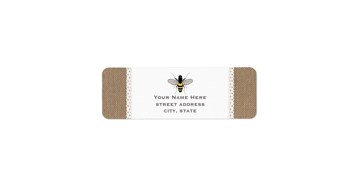 Burlap & Lace Inspired Honey Bee Address Label | Zazzle