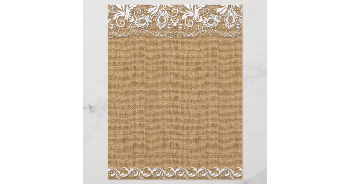 Burlap & Lace Scrapbook Paper | Zazzle
